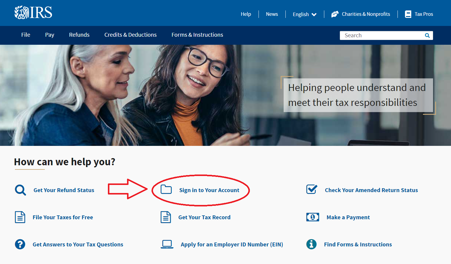 What can I do with an IRS account?
